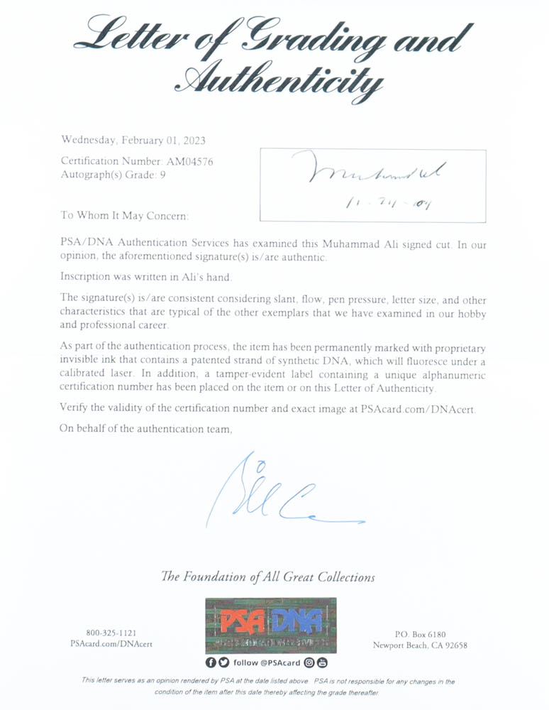 Muhammad Ali Signed Custom Framed Cut Display Inscribed "11-24-04" (PSA ...