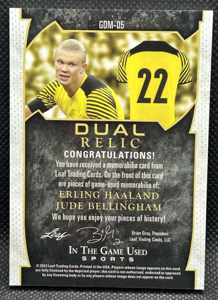 Erling Haaland / Jude Bellingham 2022 Leaf ITG Used Sports Dual Relic # ...