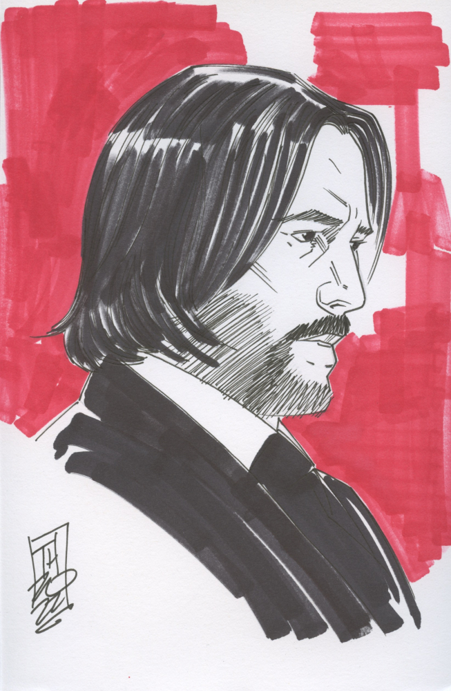 John Wick - Signed ORIGINAL Drawing by Tom Hodges (1/1) | Pristine Auction