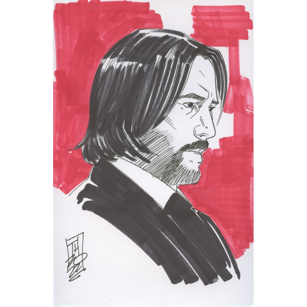 John Wick - Signed ORIGINAL Drawing by Tom Hodges (1/1) | Pristine Auction