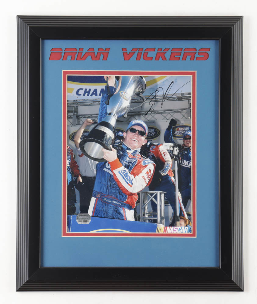 Brian Vickers Signed NASCAR Custom Framed Photo (Mounted Memories ...