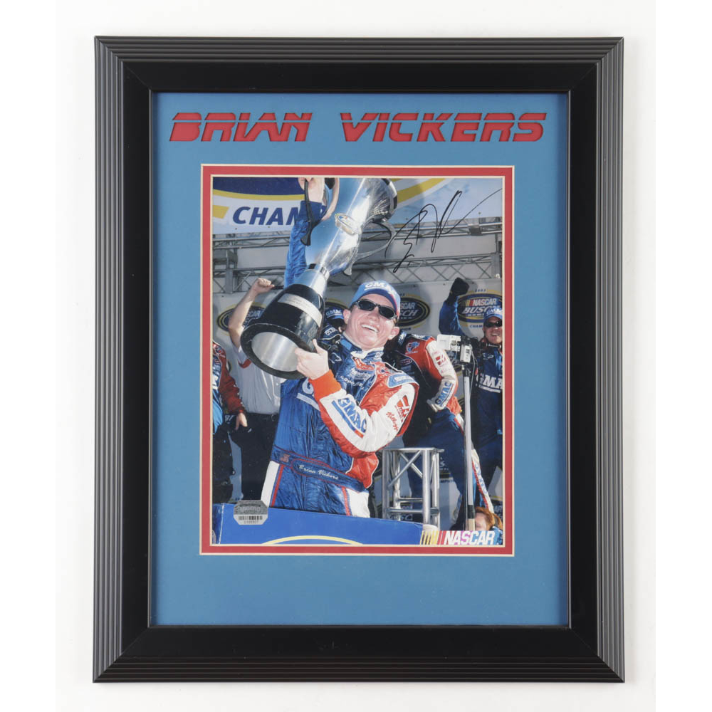 Brian Vickers Signed NASCAR Custom Framed Photo (Mounted Memories ...