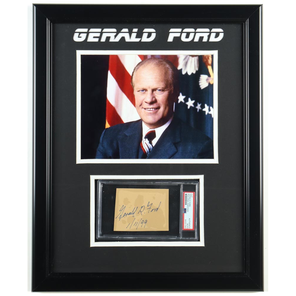 Gerald Ford Signed Custom Framed Cut Display (PSA) | Pristine Auction
