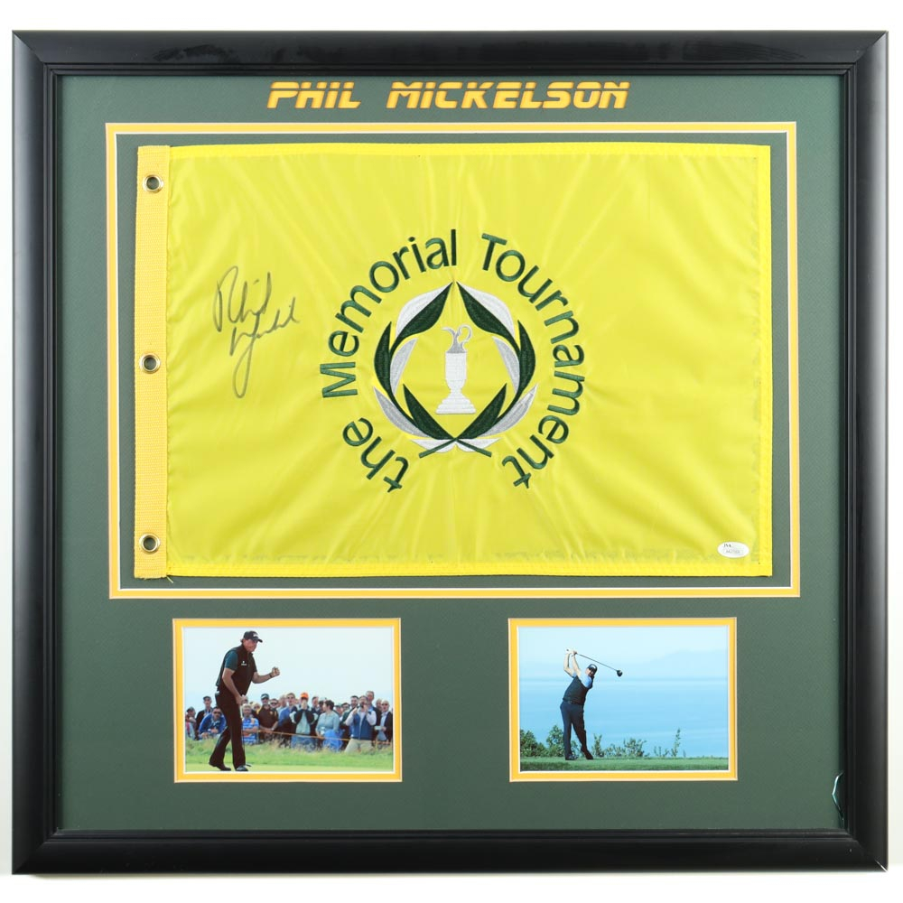 Phil Mickelson Signed Custom Framed Flag Display (JSA) | Pristine Auction
