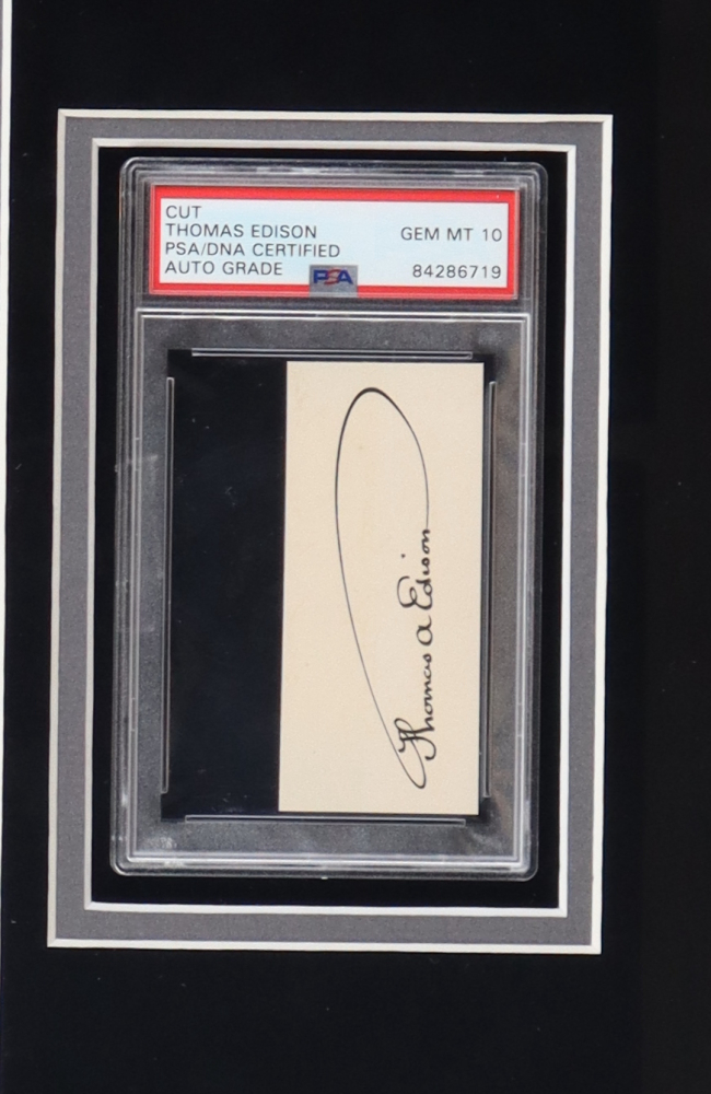 Thomas Edison Signed Custom Framed Cut Display (PSA) | Pristine Auction