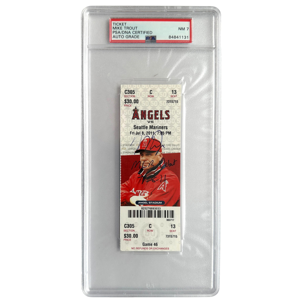 Mike Trout Signed Debut Game Angels Ticket Inscribed "MLB Debut 7-8-11 ...
