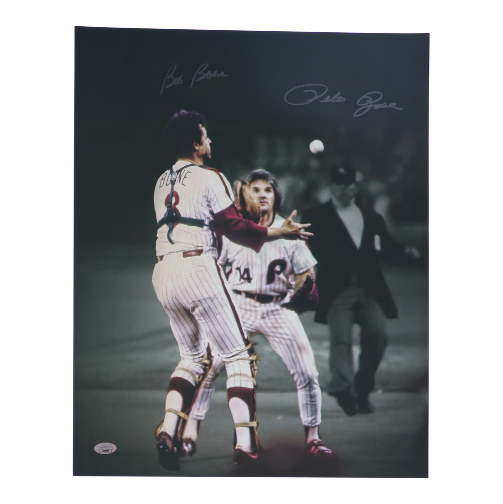 Pete Rose & Bob Boone Signed Phillies 16x20 Photo (JSA) | Pristine Auction
