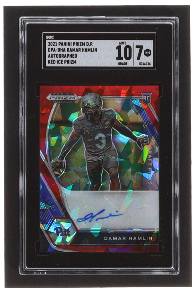 Damar Hamlin 2021 Panini Prizm Draft Picks Autographs Prizms Red Ice #288 RC (SGC 7) | Pristine ...