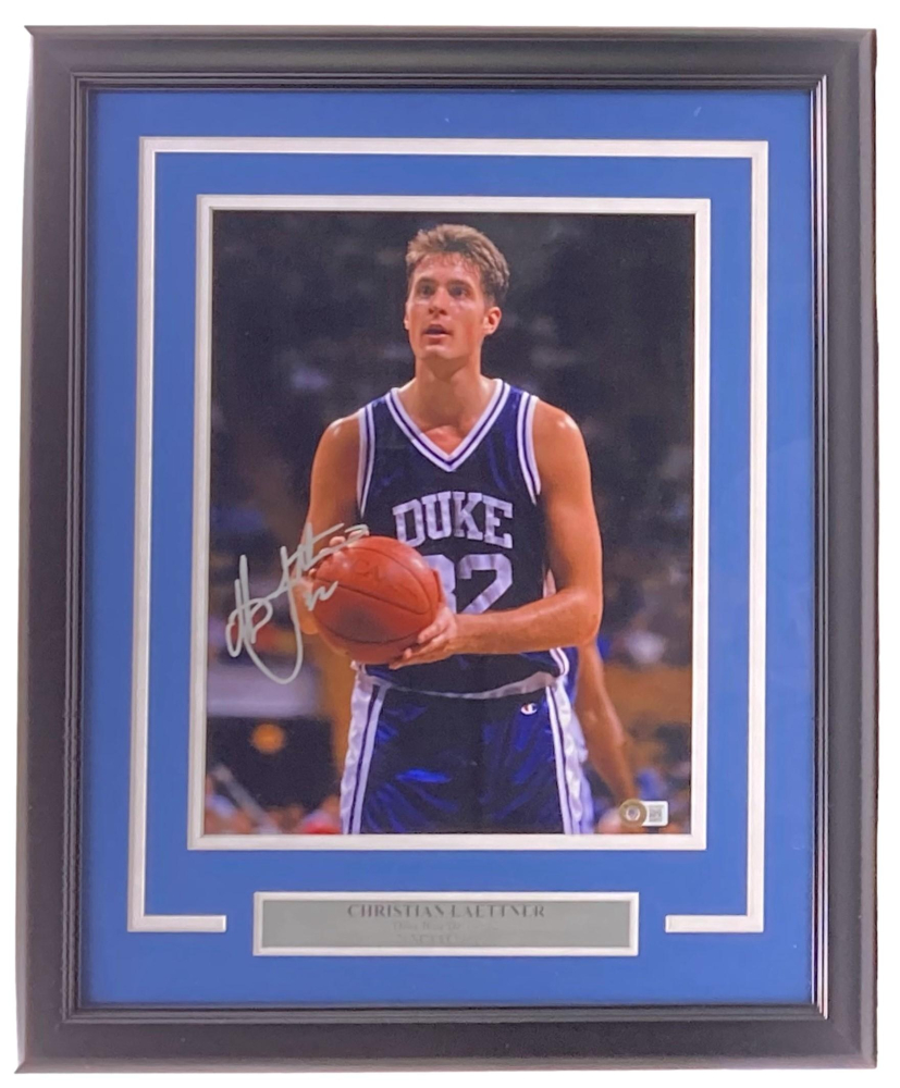 Christian Laettner Signed Duke Blue Devils Custom Framed Photo Display ...