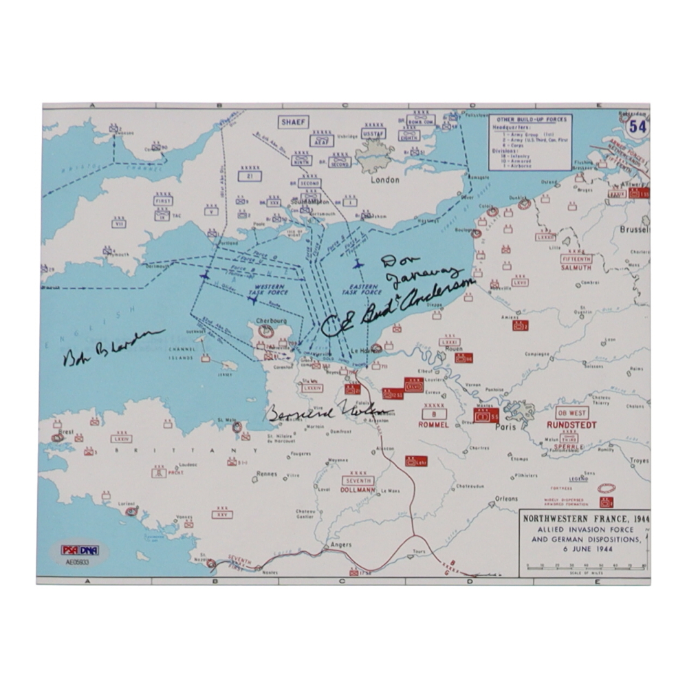 WWII Flight Route 8x10 Photo Signed by Bud Anderson, Don Jakeway, Bob ...