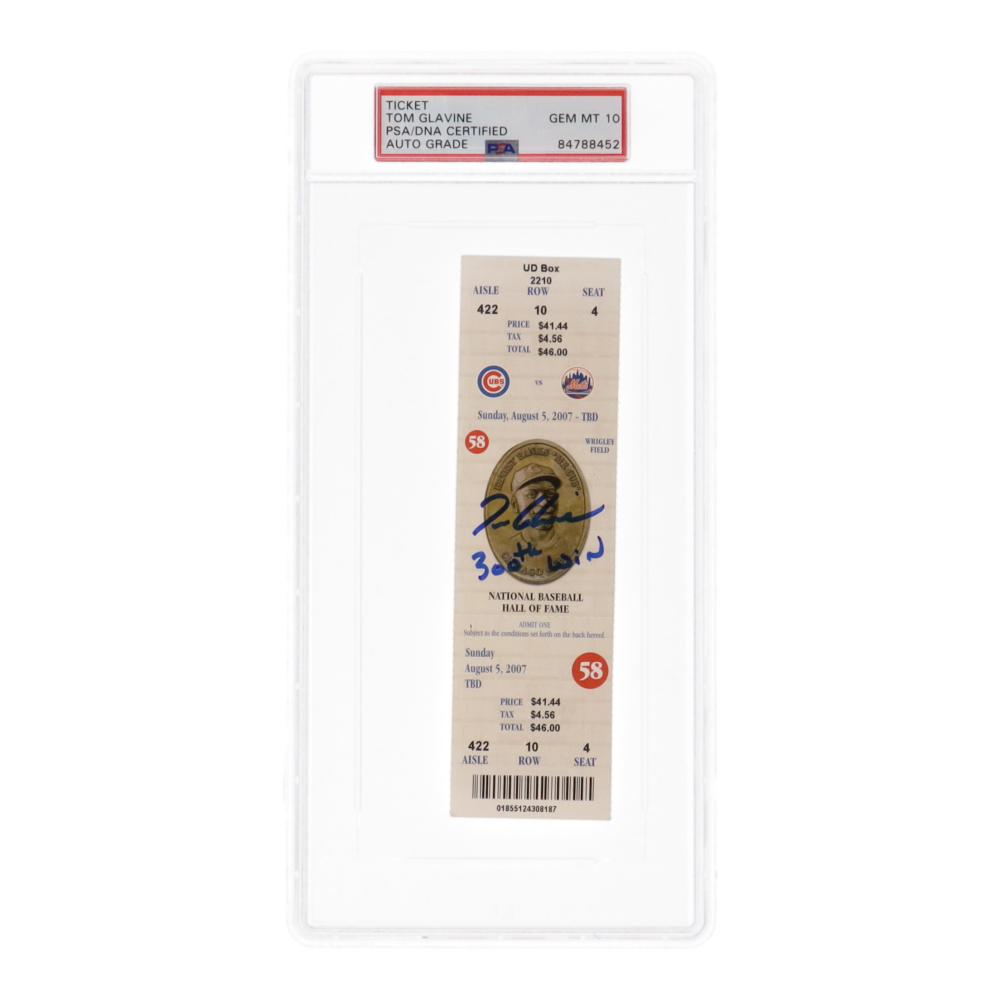 Tom Glavine Signed 2007 Ticket Stub Inscribed "300th Win" (PSA ...