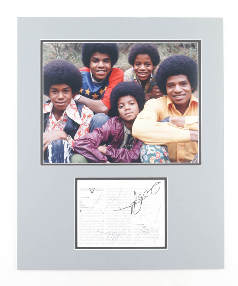 The Jackson Five 18x22 Custom Matted Cut Display Signed By (4) with ...
