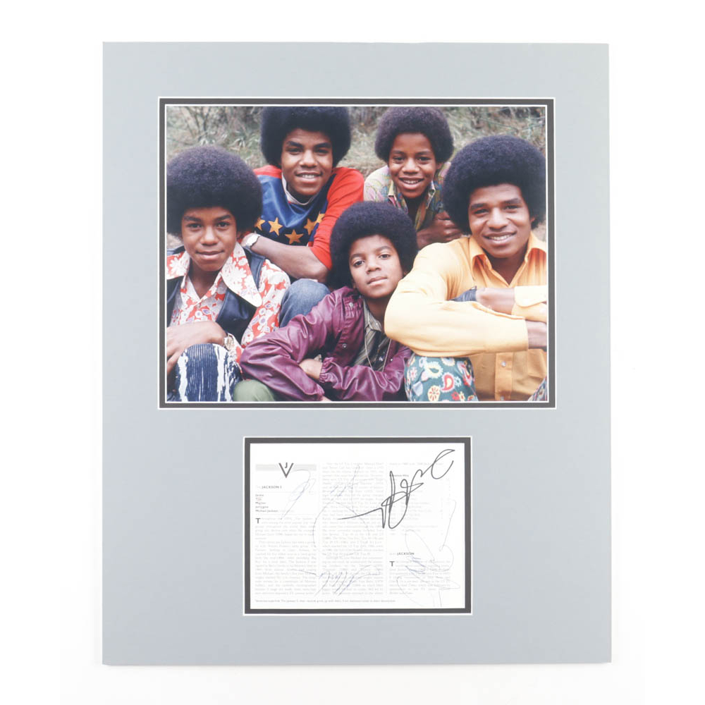The Jackson Five 18x22 Custom Matted Cut Display Signed By (4) with ...