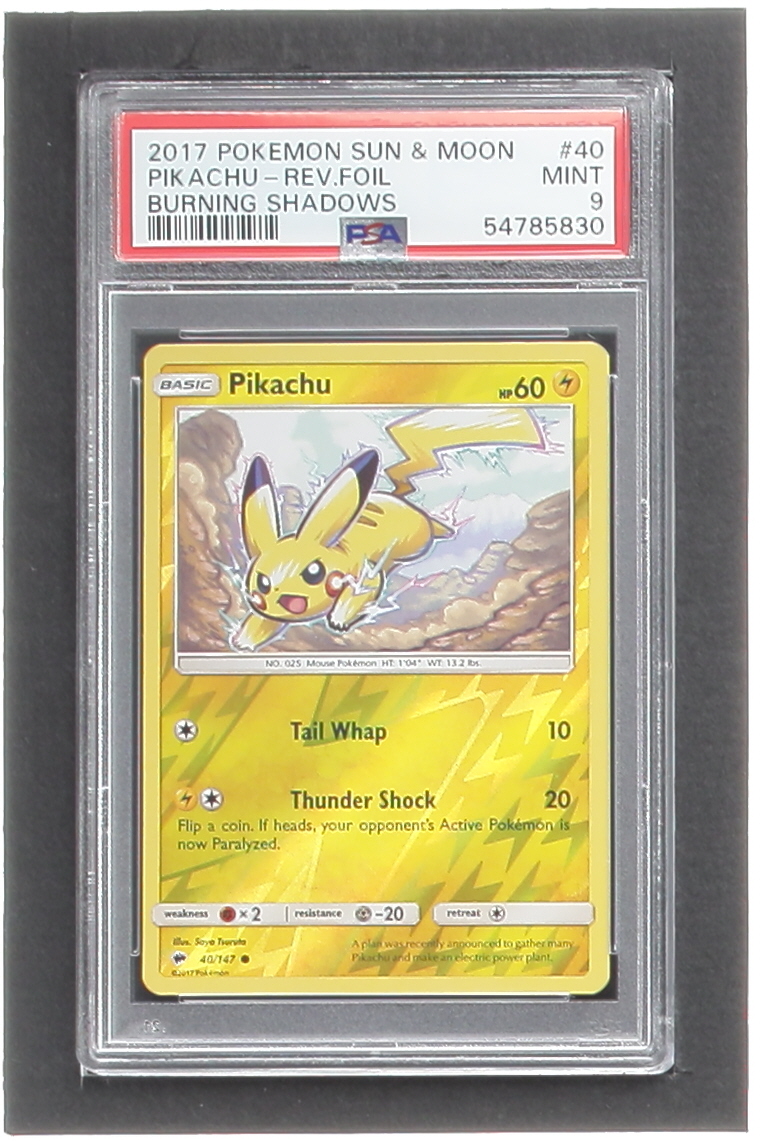 Pikachu 2017 Pokemon Sun and Moon Burning Shadows Reverse Foil #40 (PSA 9) | Pristine Auction