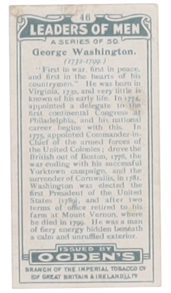 George Washington 1928 Ogden's Leaders of Men #46 | Pristine Auction