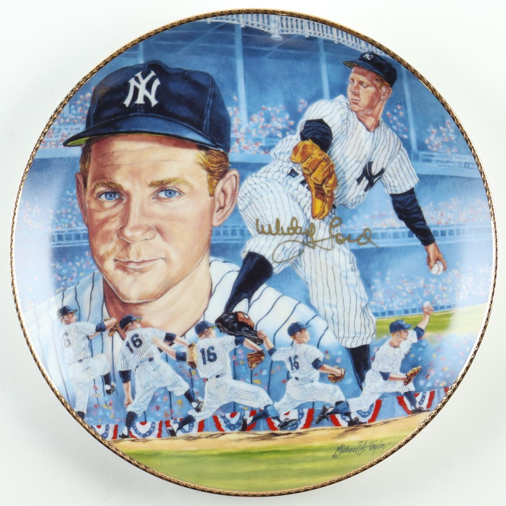 Whitey Ford Signed Yankees LE 1990 "World Series Wind-up 16" Plate (JSA ...