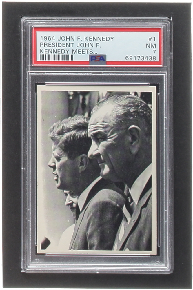 John F. Kennedy 1964 Topps #1 / Pres.John F.Kennedy Meets LBJ (PSA 7 ...