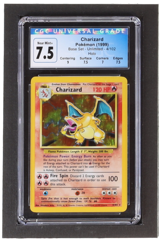 Charizard 1999 Pokemon Base Unlimited #4 Holo (CGC 7.5) | Pristine Auction