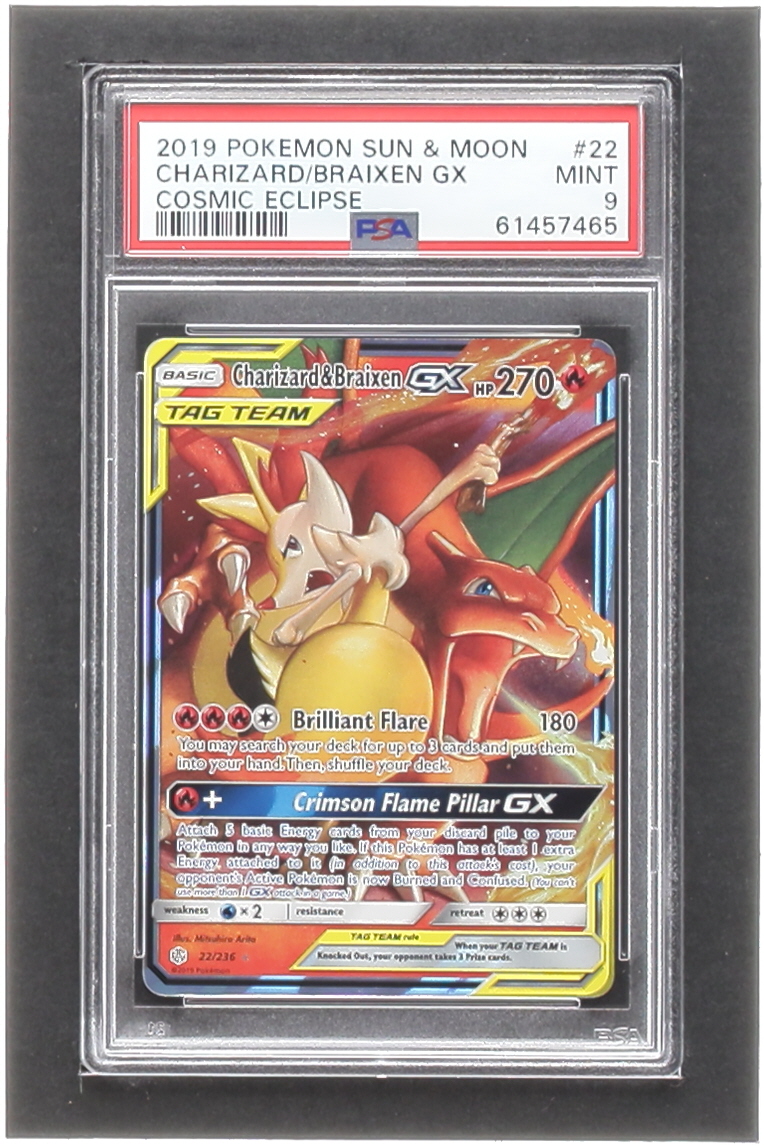 Charizard & Braixen GX Pokemon 2019 Cosmic Eclipse #22 (PSA 9) | Pristine Auction