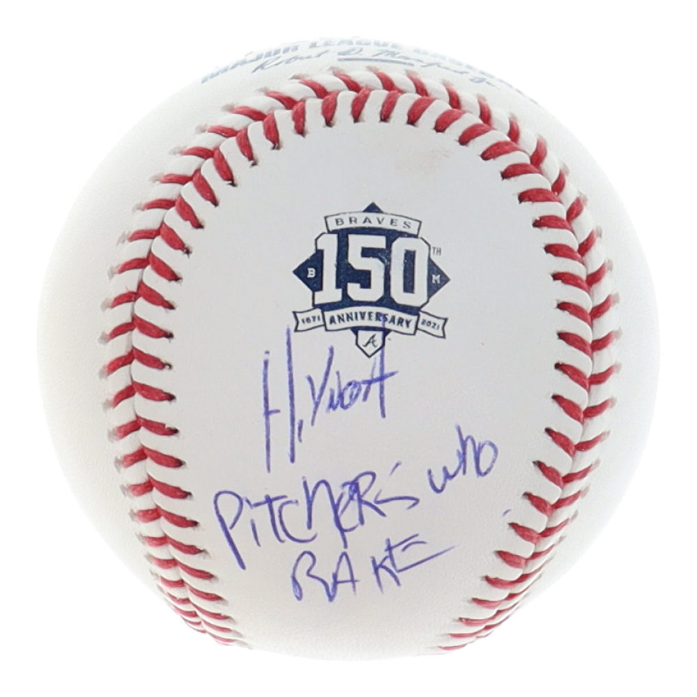 Huascar Ynoa Signed Braves 150th Anniversary Logo Baseball Inscribed ...