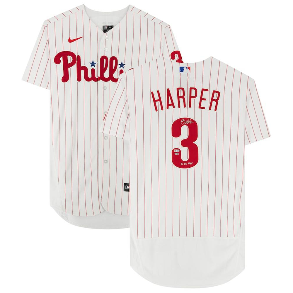Bryce Harper Signed Phillies Authentic Nike Jersey Inscribed "21 NL MVP ...