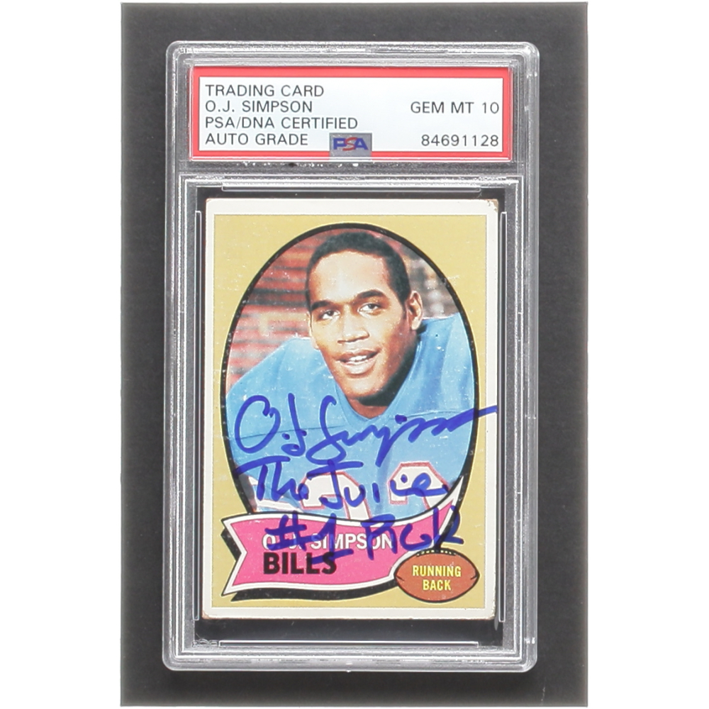 O.J. Simpson Signed 1970 Topps #90 RC Inscribed "The Juice" & "#1 Pick ...
