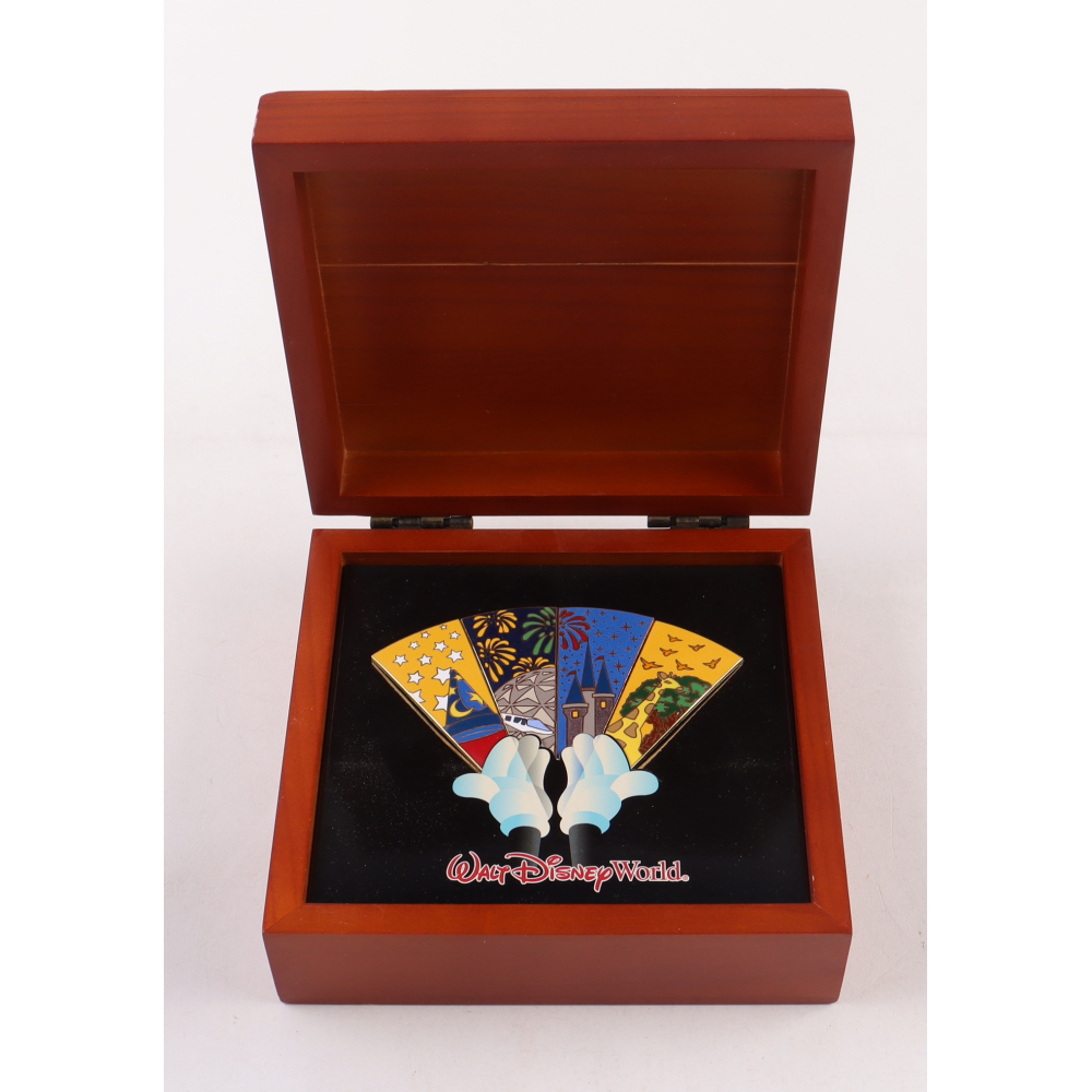 Walt Disney World Set of (4) Pins with Wooden Box Display Case ...