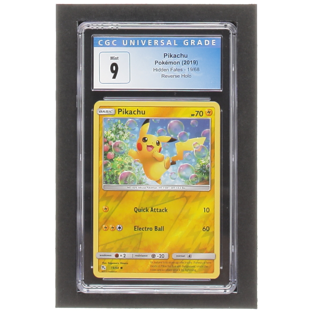 Pikachu 2019 Pokemon Sun and Moon Hidden Fates Reverse Foil #19 (CGC 9 ...
