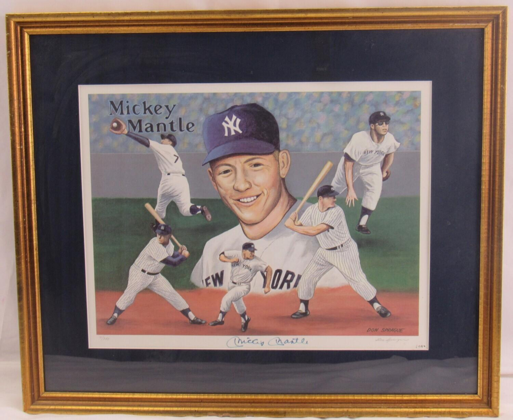 Mickey Mantle Signed Framed 16x20 Lithograph Print (JSA LOA) | Pristine ...
