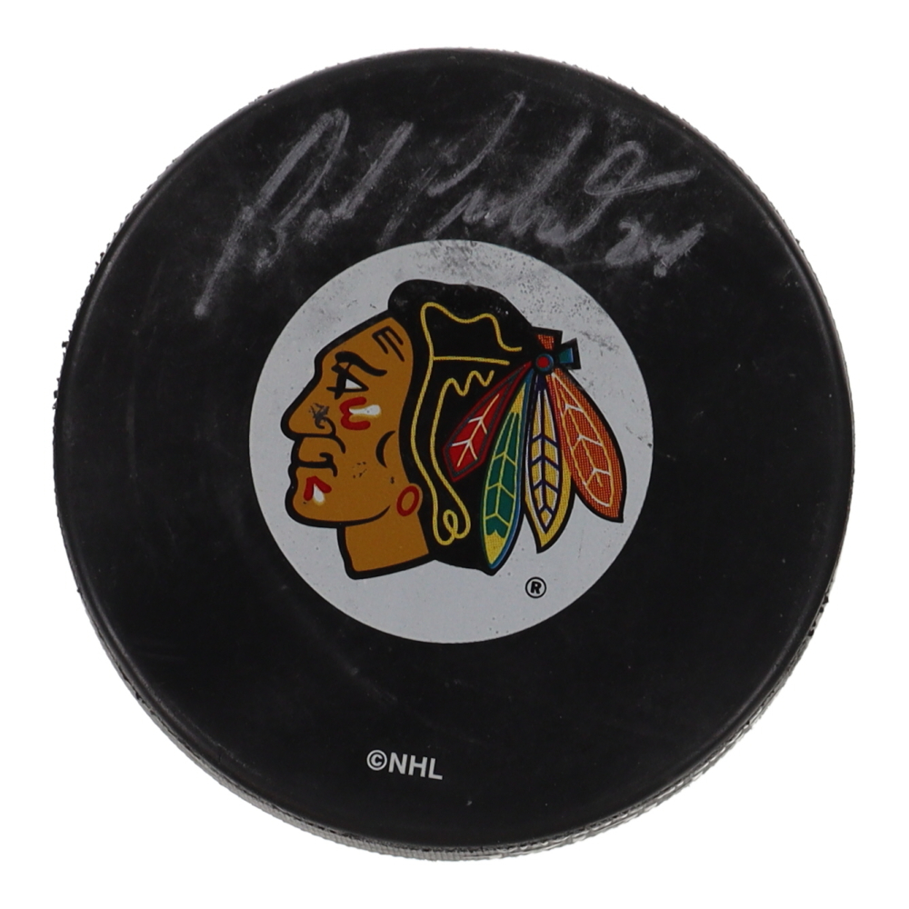 Bob Probert Signed Blackhwaks Logo Hockey Puck (Schwartz) | Pristine ...