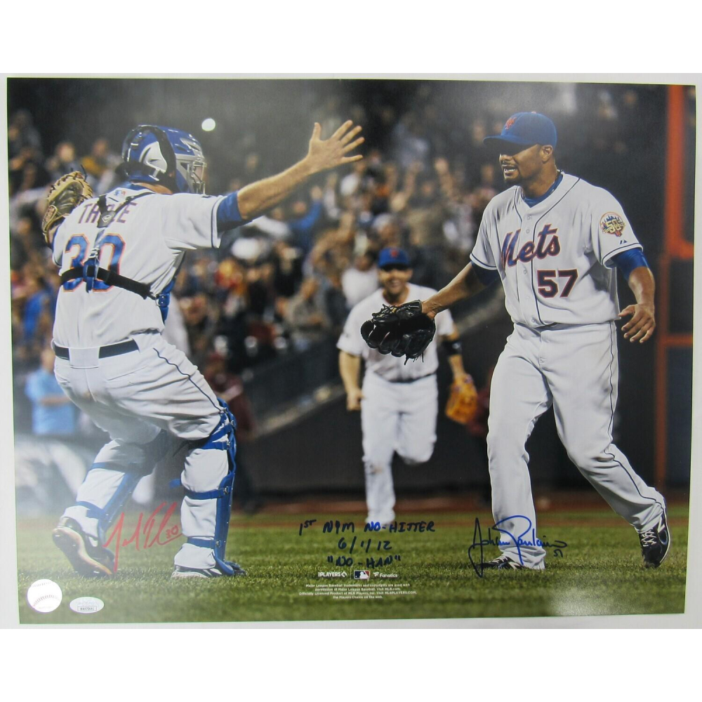 Johan Santana & Josh Thole Signed Mets 16x20 Photo With Multiple ...