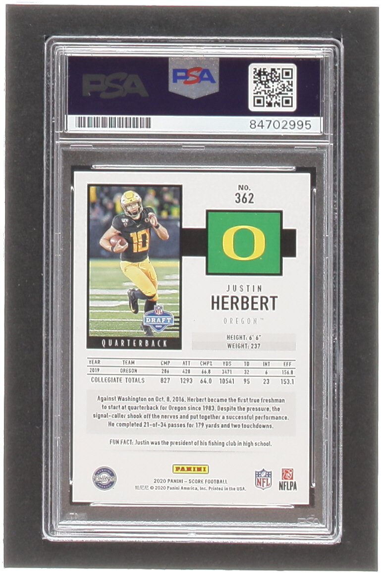 Justin Herbert Signed 2020 Score #362 RC (PSA) | Pristine Auction