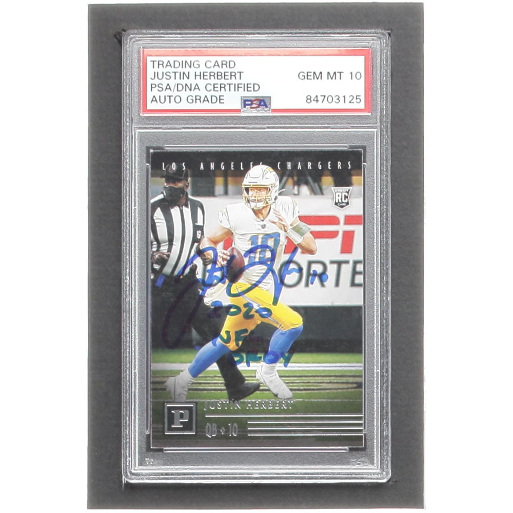 Justin Herbert Signed 2020 Panini #3 RC Inscribed "2020 NFL OPOY" (PSA ...