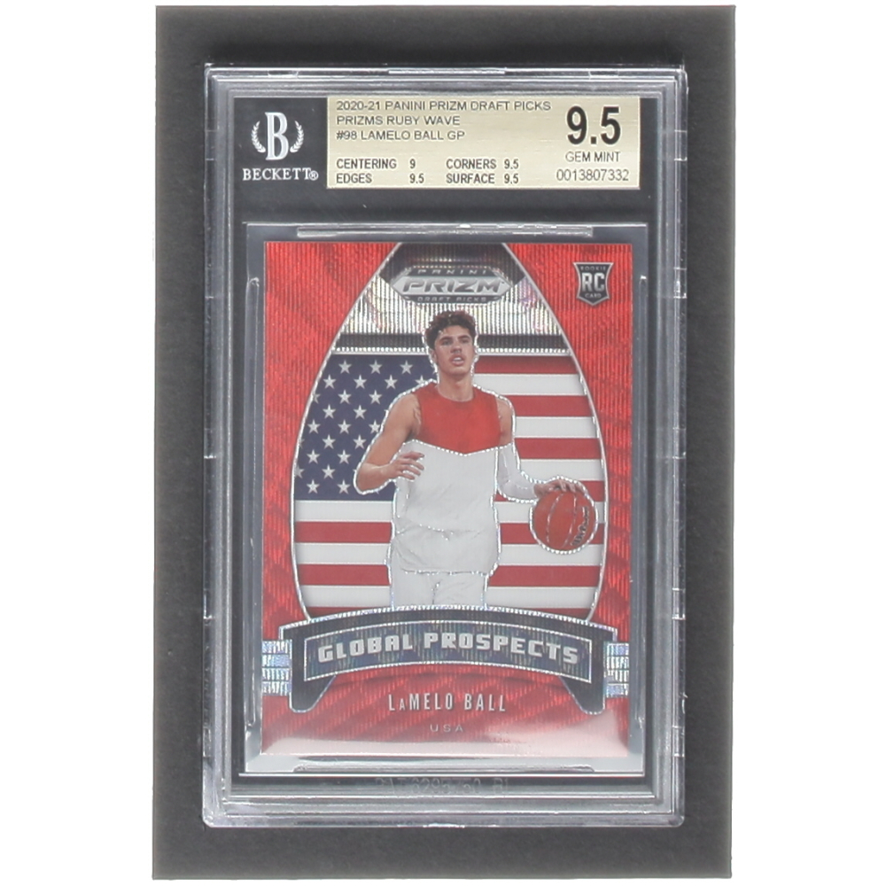 LaMelo Ball 2020-21 Panini Prizm Draft Picks Prizms Ruby Wave #98 GP ...