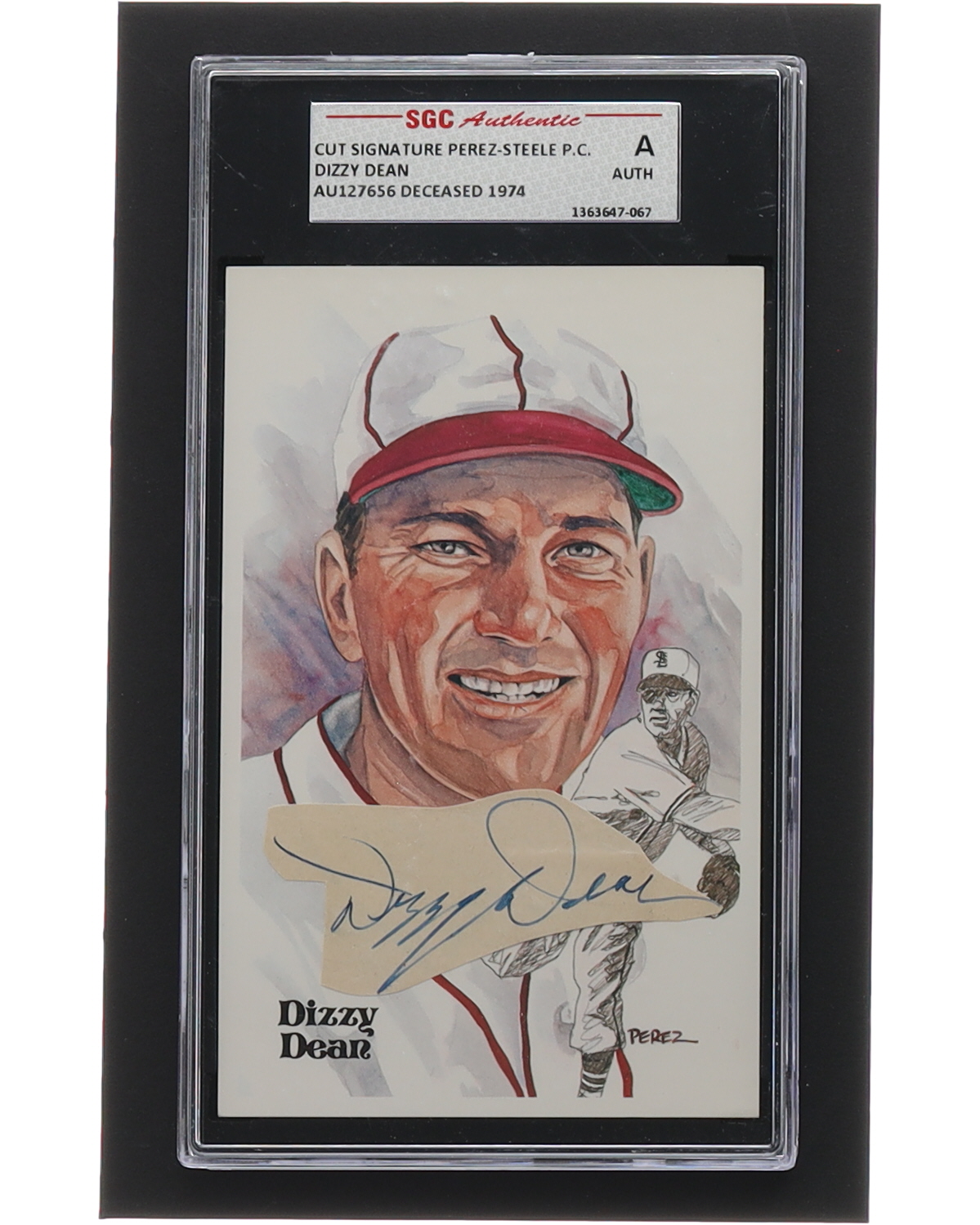 Dizzy Dean Signed Cut on 1980-02 Perez-Steele Hall of Fame Postcards ...