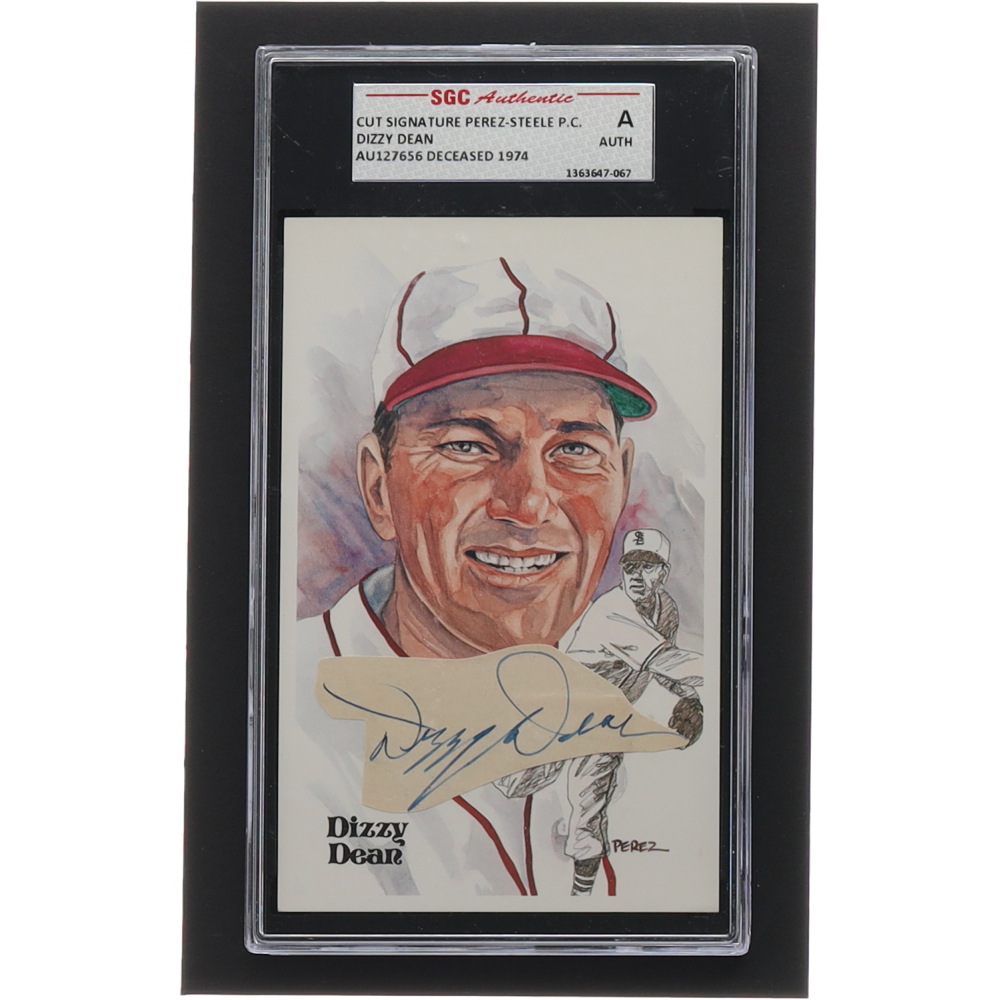 Dizzy Dean Signed Cut on 1980-02 Perez-Steele Hall of Fame Postcards ...