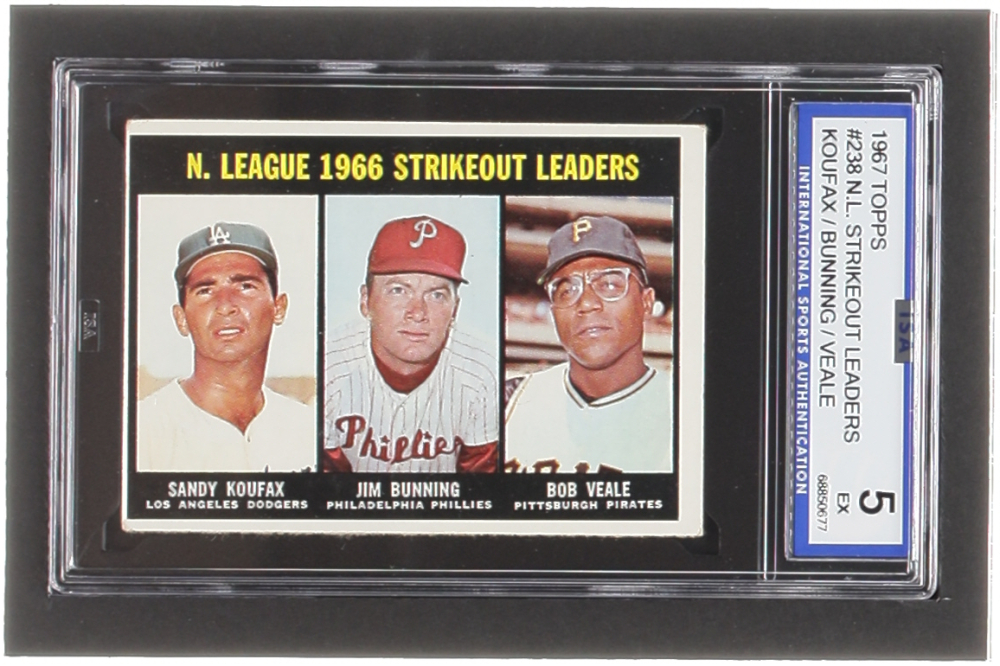 Sandy Koufax / Jim Bunning / Bob Veale 1967 Topps #238 NL Strikeout ...