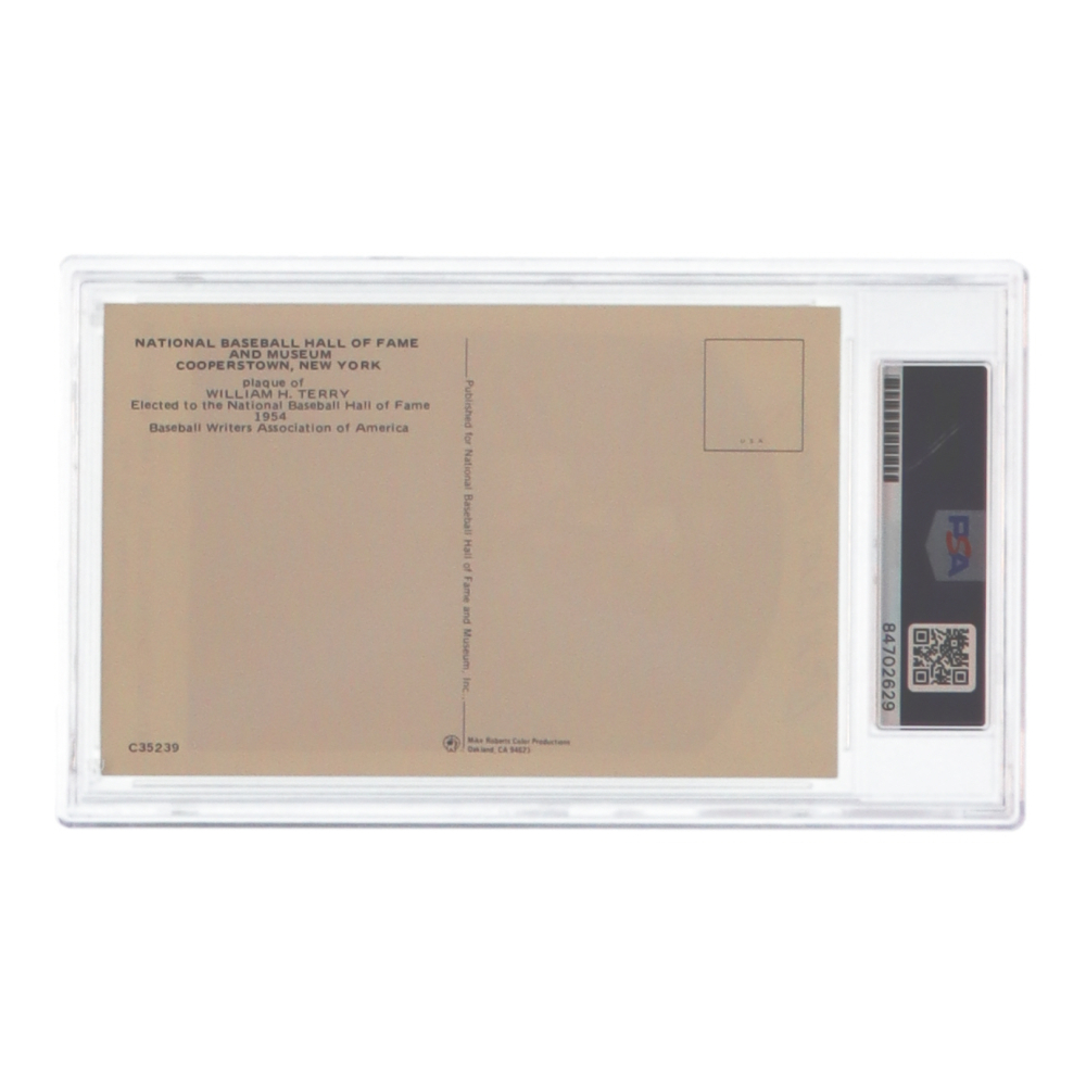William "Bill" Terry Signed Hall of Fame Plaque Postcard (PSA ...