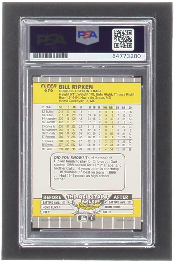 Billy Ripken Signed 1989 Fleer #616 F@#! FACE Error (PSA Encapsulated ...