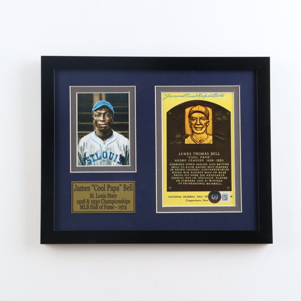 James "Cool Papa" Bell Signed Custom Framed Hall of Fame Plaque ...