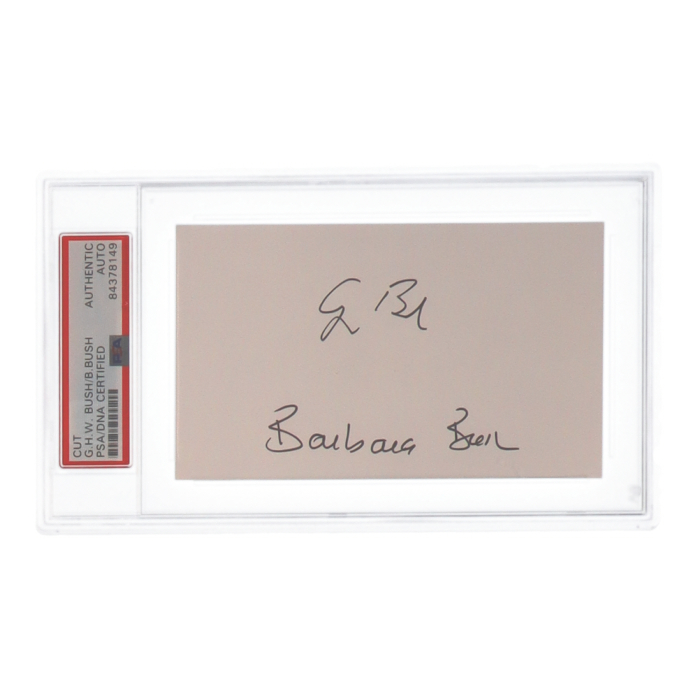 George H. W. Bush & Barbara Bush Signed Cut (PSA) | Pristine Auction