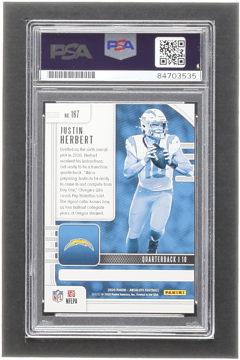 Justin Herbert Signed 2020 Absolute #167 RC (PSA | Autograph Graded 10 ...