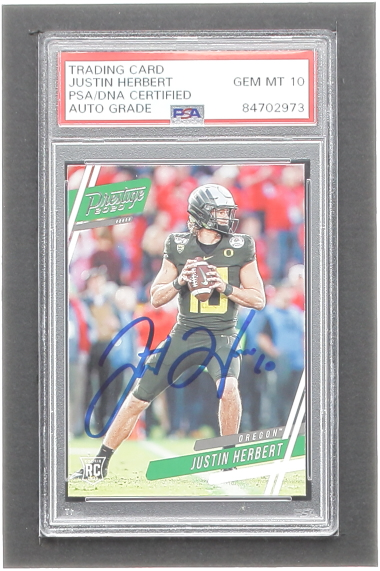 Justin Herbert Signed 2020 Prestige Draft Picks #4 RC (PSA | Autograph ...