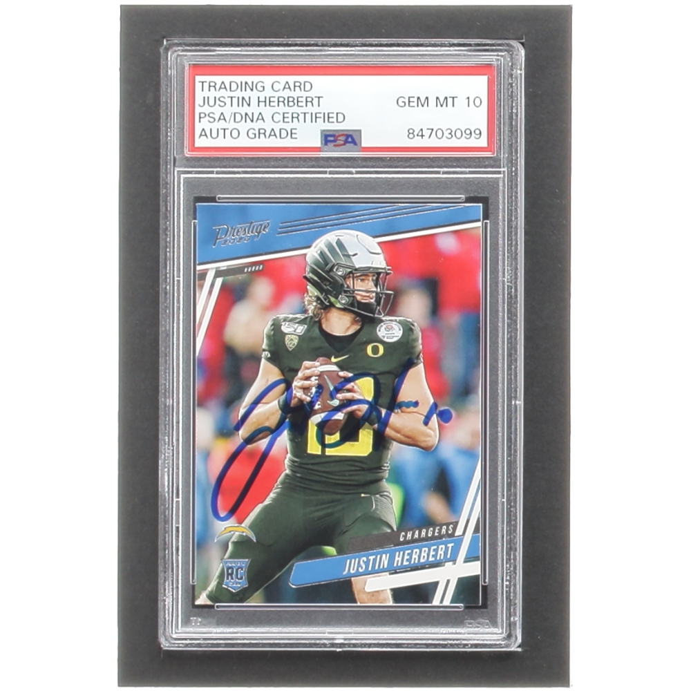 Justin Herbert Signed 2020 Prestige #266 RC (PSA | Autograph Graded 10 ...