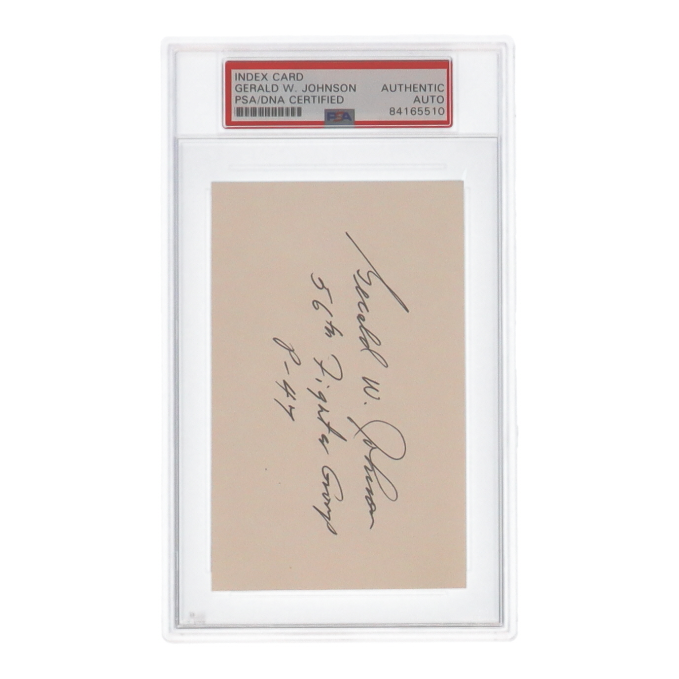 Gerald W. Johnson Signed Cut Inscribed "56th Fighter Group P-47" (PSA ...