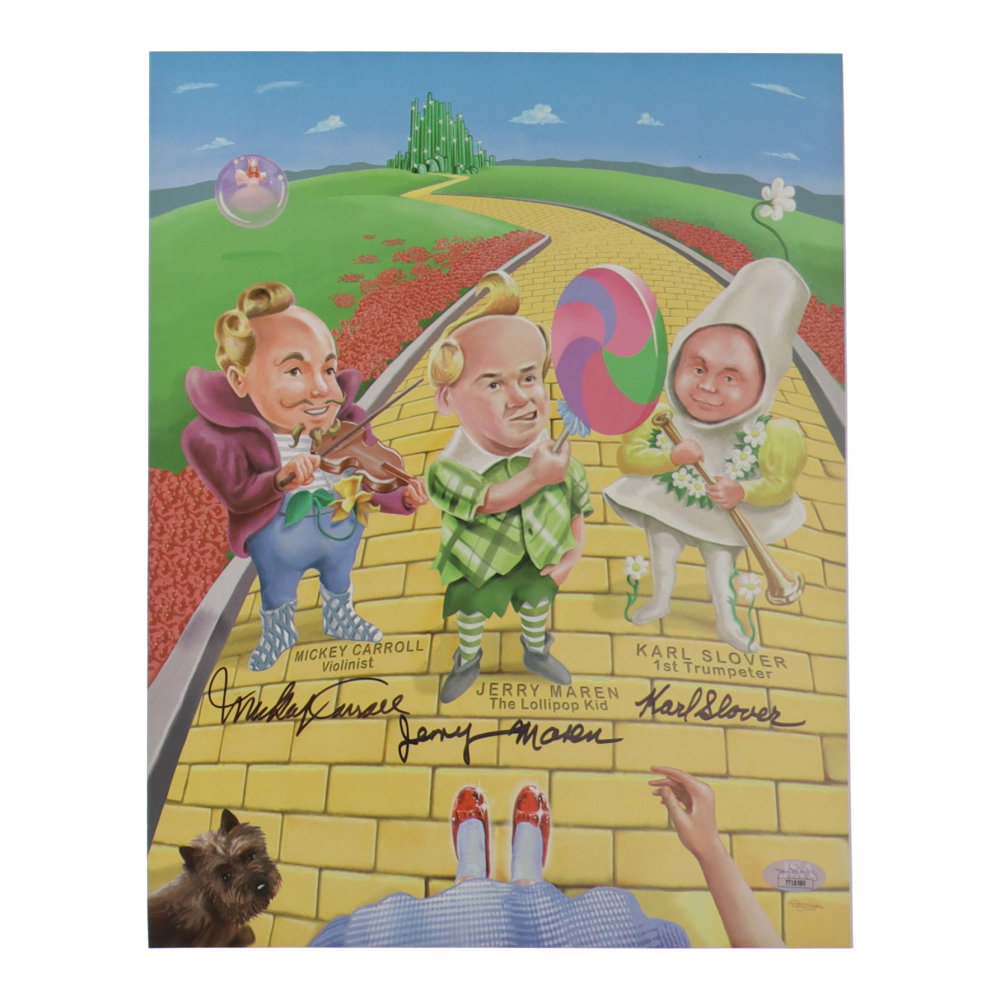 Jerry Maren, Karl Slover & Mickey Carroll Signed "Wizard of Oz" 11x14 ...