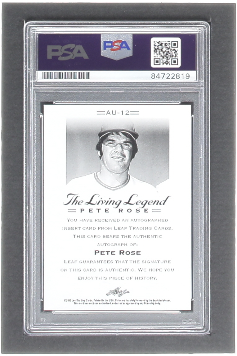 Pete Rose 2012 Leaf Pete Rose The Living Legend Autographs #AU12 (PSA ...