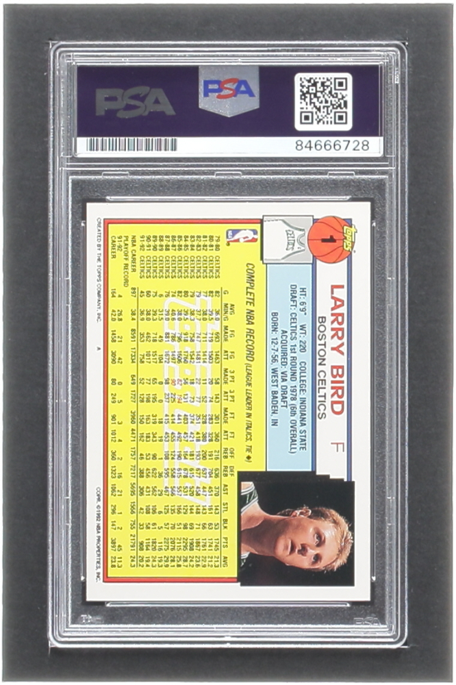 Larry Bird Signed 1992-93 Topps #1 (PSA) | Pristine Auction