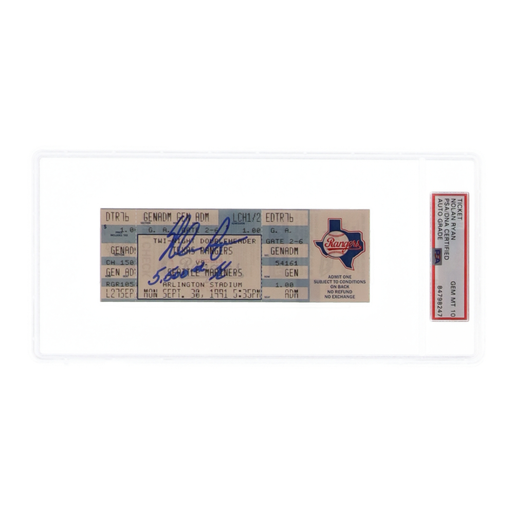 Nolan Ryan Signed 1991 Twi-Night Double Header Ticket Inscribed 5,500th ...