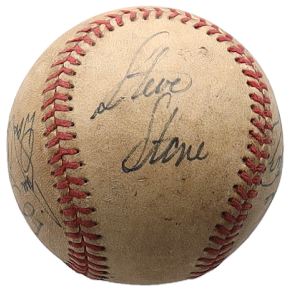 Baseball Signed by (6) with Jim Barr, Don Carrithers, Vida Blue, Steve ...